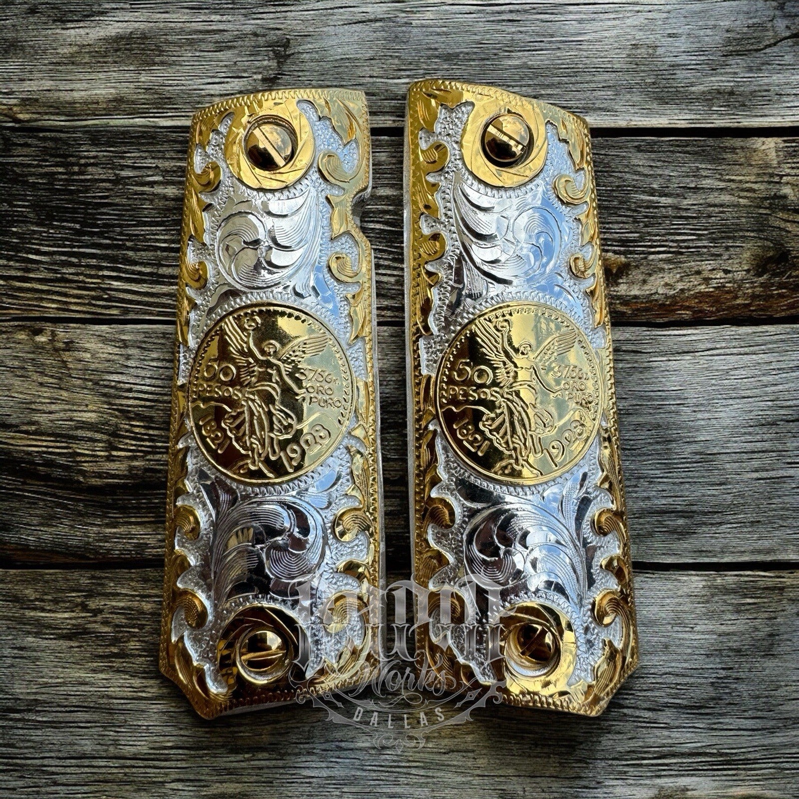 1911 45 38 Super Full Size Centenario Gold Gun Pistol Grip Cachas & 24 ...