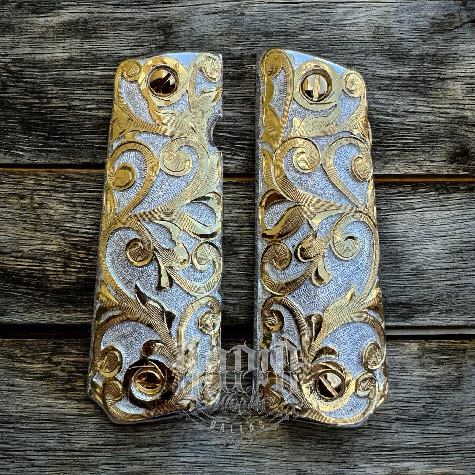1911 45 38 Super Full Size Gold Gun Pistol Grip Cachas Chapeado & 24K ...