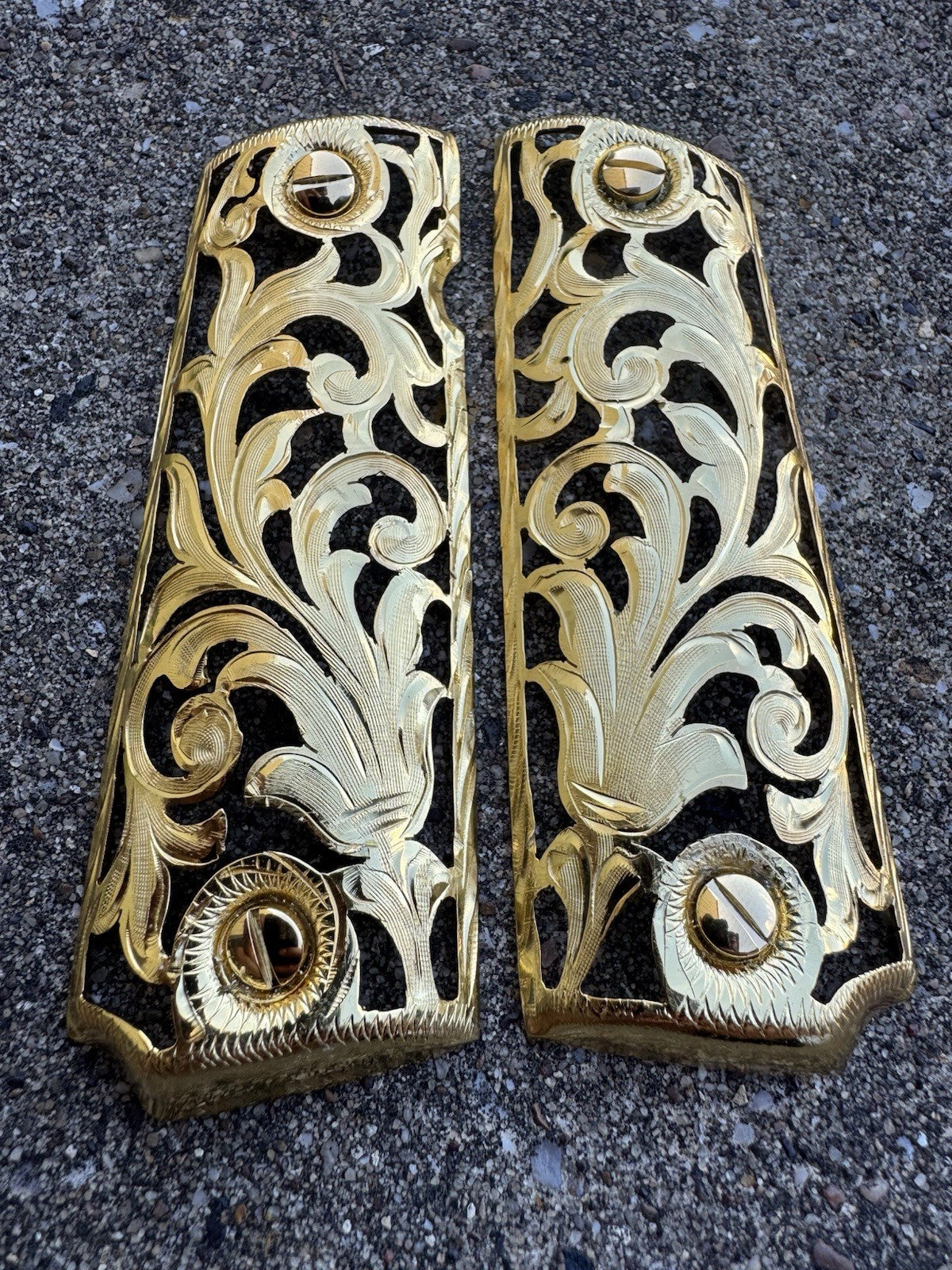 1911 45 38 Super Full Size Gold Gun Pistol Grip Cachas Chapeado & 24K ...