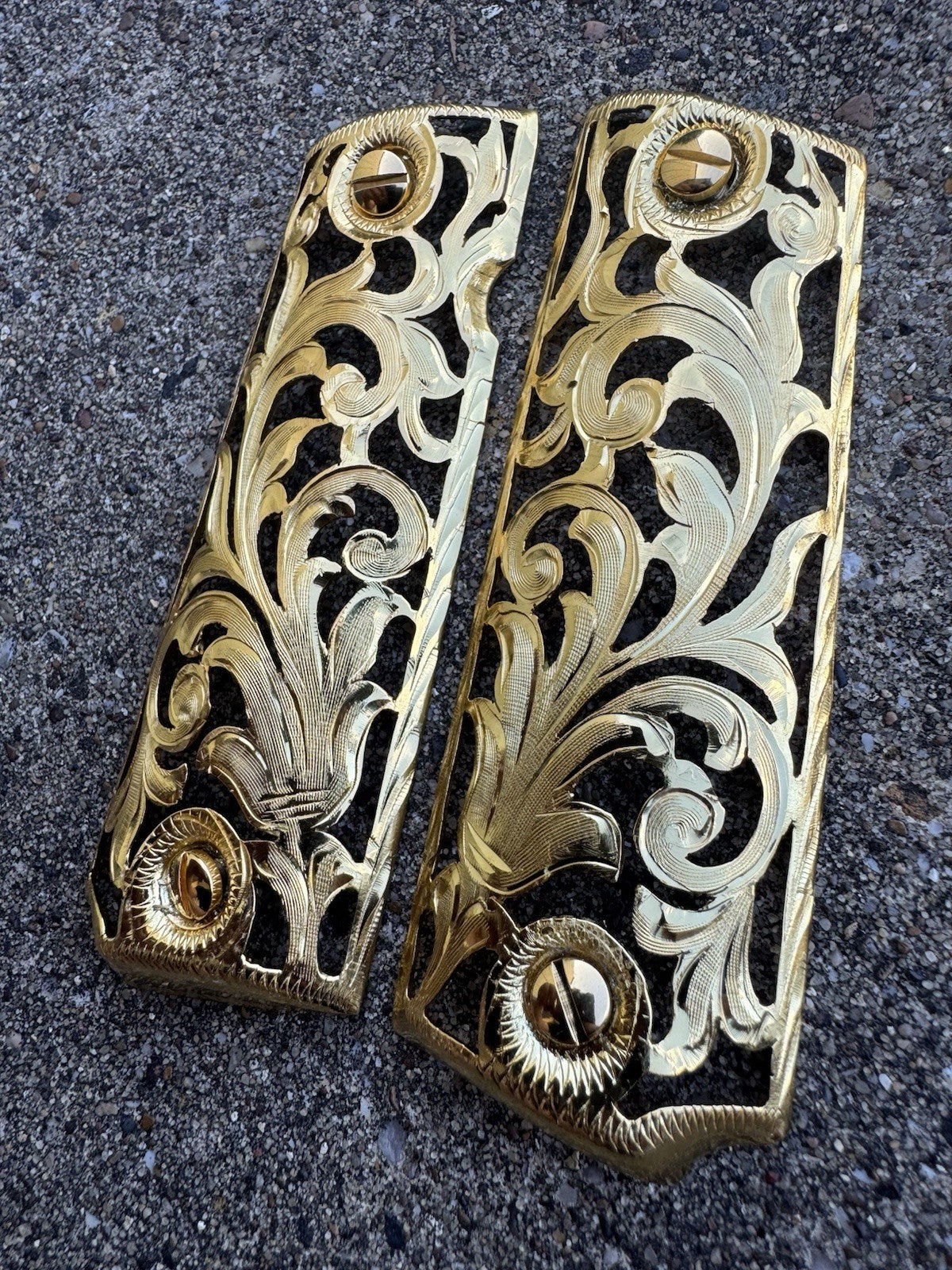 1911 45 38 Super Full Size Gold Gun Pistol Grip Cachas Chapeado & 24K ...